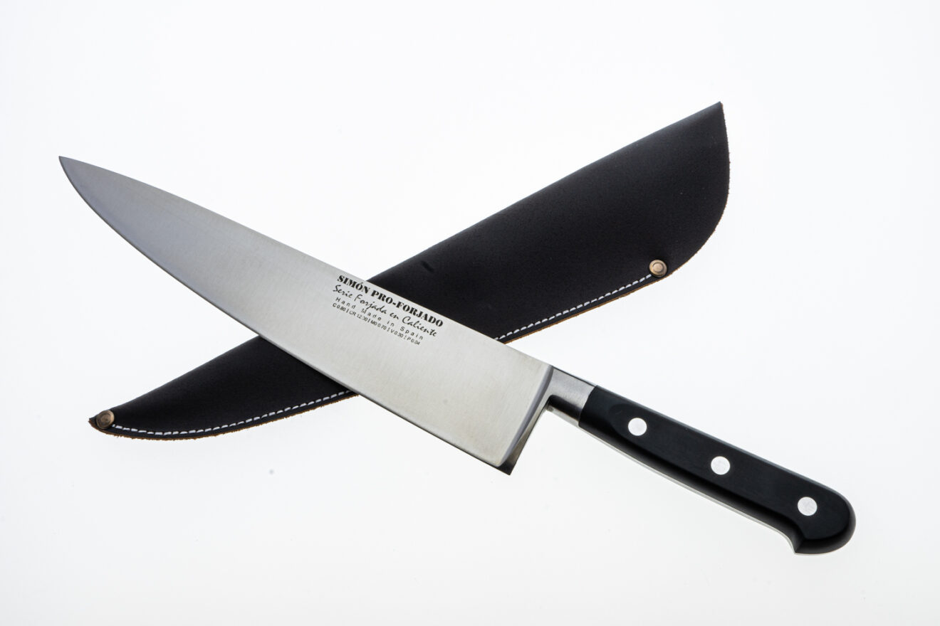 Official Chef´s knife Simón PRO Forjado with stitched leather seath
